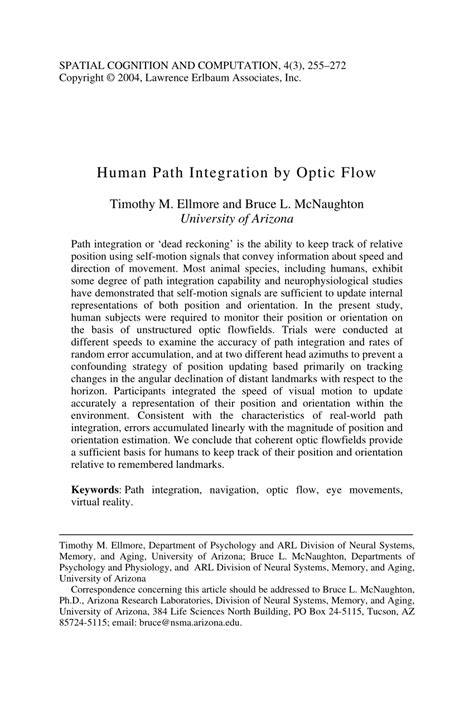 pdf human path integration by optic flow