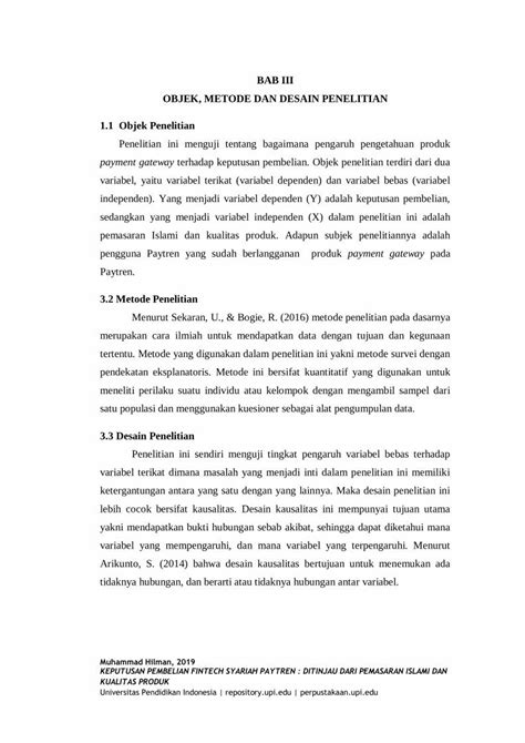 PDF BAB III OBJEK METODE DAN DESAIN PENELITIAN Objek DOKUMEN TIPS