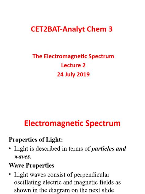 Lecture 2 Spectroscopy 2019 Pdf Electromagnetic Radiation Radiation
