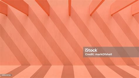 화창한 날과 그림자에 벽과 바닥 3d 렌더링 최소한의 파스텔 오렌지 핑크 건축 배경 0명에 대한 스톡 사진 및 기타 이미지