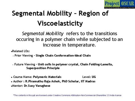 Segmental Mobility Region Of Viscoelasticity Segmental Mobility Refers