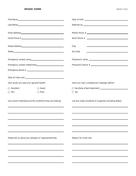 Printable Client Intake Forms FREE Templates ᐅ TemplateLab