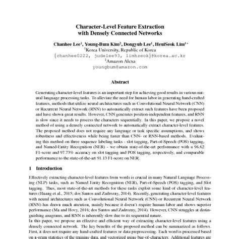Character Level Feature Extraction With Densely Connected Networks