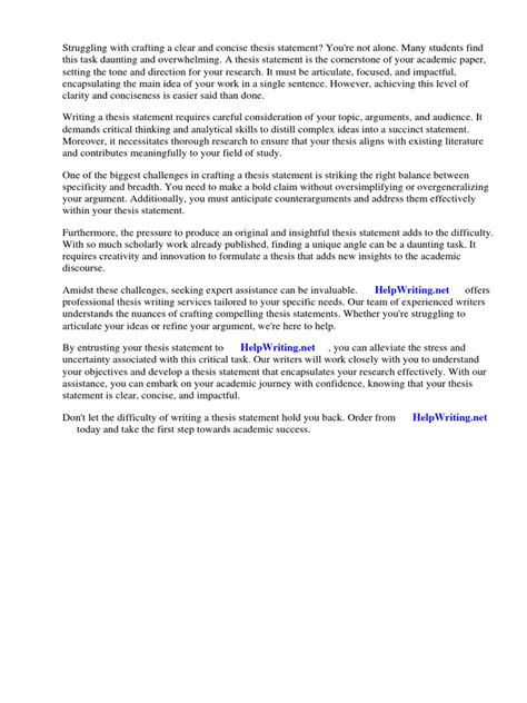 How To Write A Clear And Concise Thesis Statement Download Free Pdf Essays Thesis