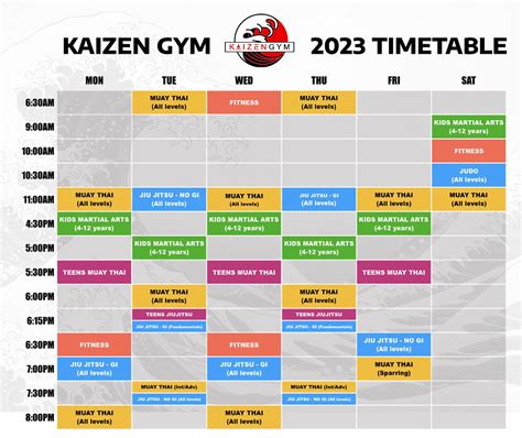Timetable Kaizen Gym