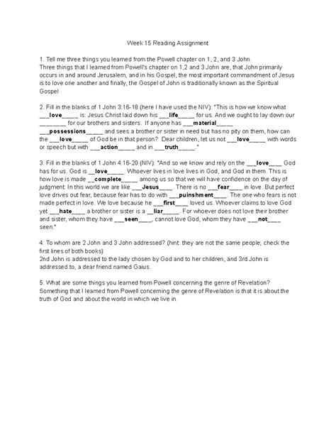 Week 15 Reading Assignment Week 15 Reading Assignment Tell Me Three