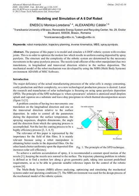 Modeling And Simulation Of A 6 Dof Robot Scientific Net