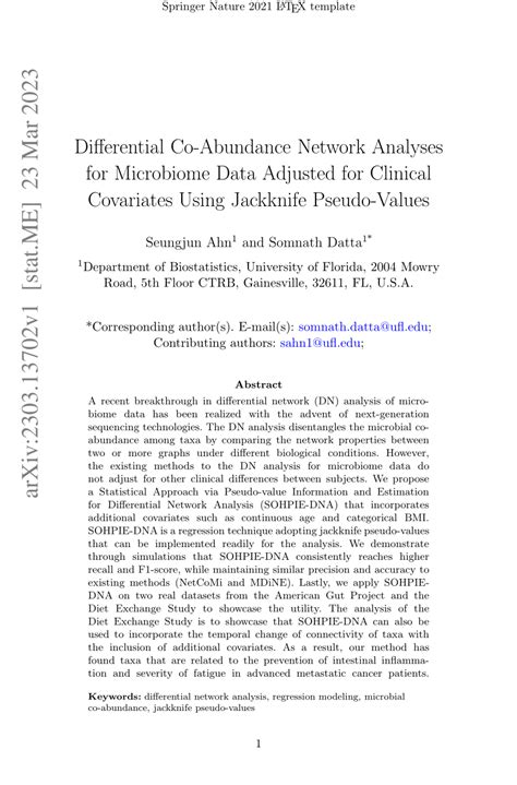 Pdf Differential Co Abundance Network Analyses For Microbiome Data