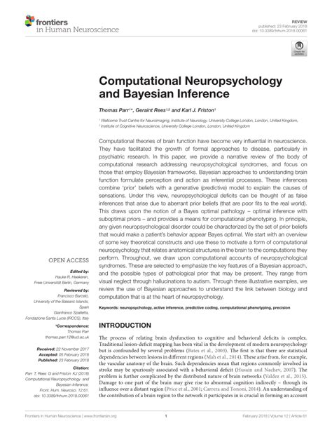 Pdf Computational Neuropsychology And Bayesian Inference