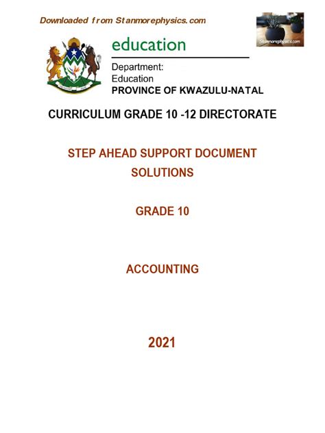 Accounting Grade 10 Step Ahead Solutions Pdf Book Value Equity