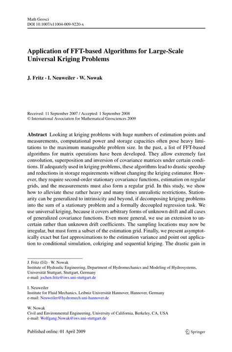 Pdf Application Of Fft Based Algorithms For Large Scale Universal