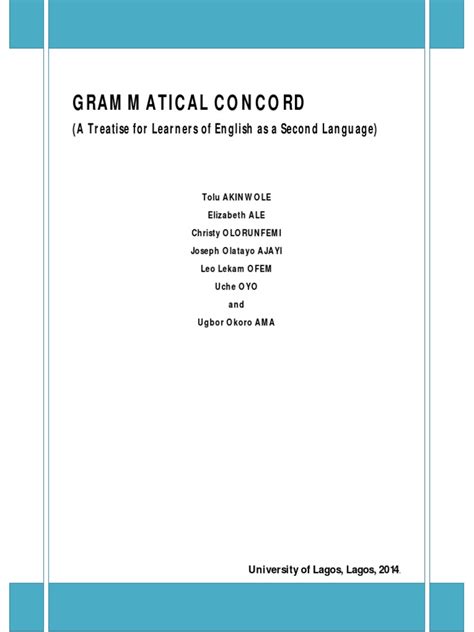 Grammatical Concord Pdf Grammatical Number Pronoun