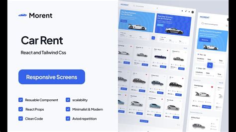 clean rental car landing page coded with tailwind and react css youtube