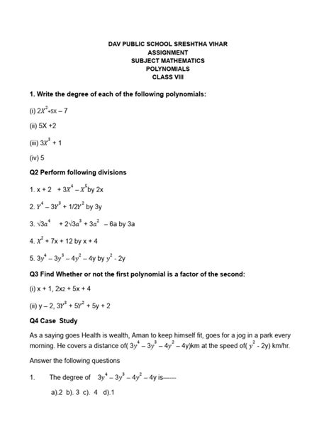 Polynomials Assignment 8 Pdf Mathematics Abstract Algebra