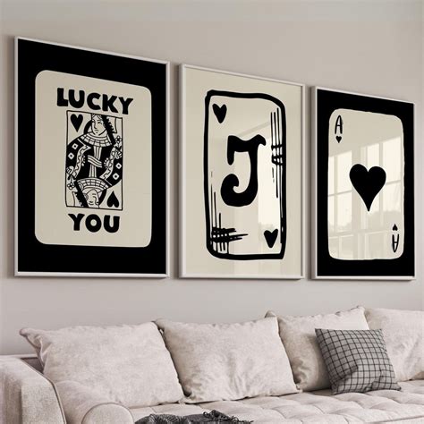 Black Ace Card Art Print Set Of 3 Retro Dorm Decor Digital Download
