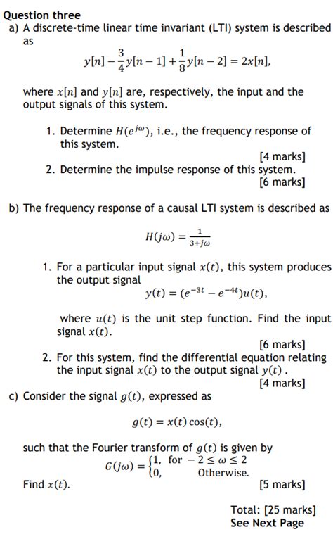 Solved Question Three A A Discrete Time Linear Time Chegg