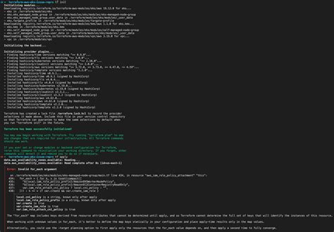 planning or applying cluster with eks managed node group fails due to
