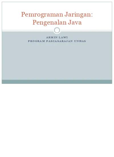 Pemrograman Jaringan Pengenalan Java