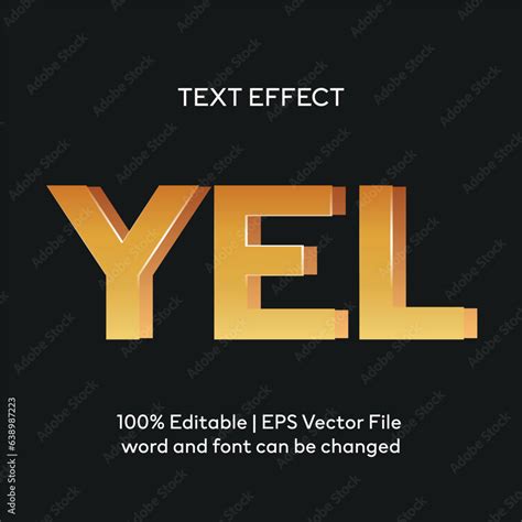 Editable Yellow Text Effect 3d Text Style Effect Mockup Template Stock