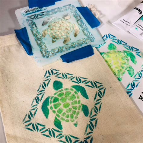 Shell Honu Stencil Rubber Stamp Plantation