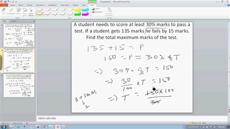 Percentage Problem Find The Total Maximum Marks Of The Test YouTube