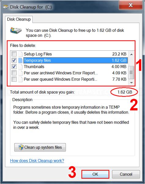 ลบไฟล์ขยะด้วย Disk Cleanup บน Windows 7 Teams It