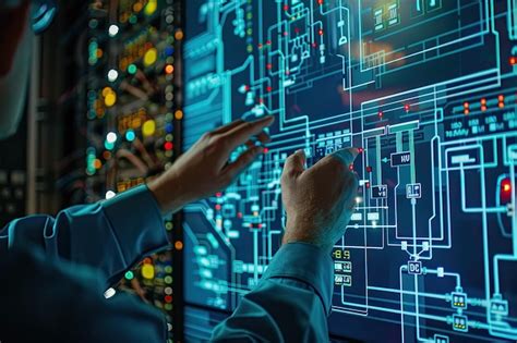 hands working with scada system database on computer screen premium ai generated image