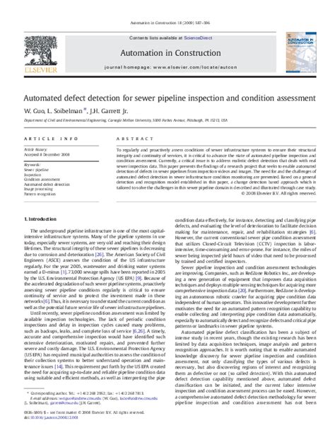 Pdf Automated Defect Detection For Sewer Pipeline Inspection And