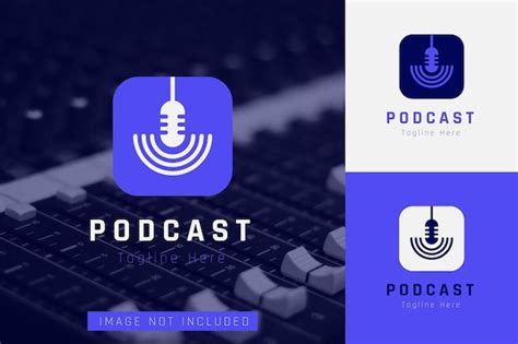 색상 스타일이 다른 팟캐스트 마이크 로고 벡터 디자인 템플릿 세트 프리미엄 벡터