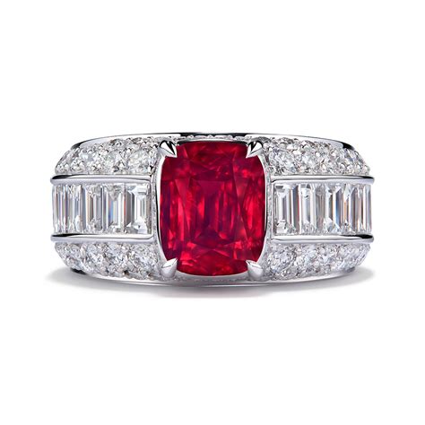 Unheated Balas Ruby Ring With D Flawless Diamonds Set In 18k White Gol