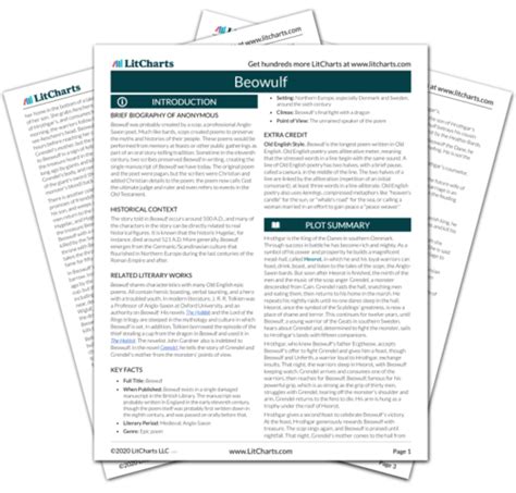 Beowulf By Anonymous Plot Summary Litcharts