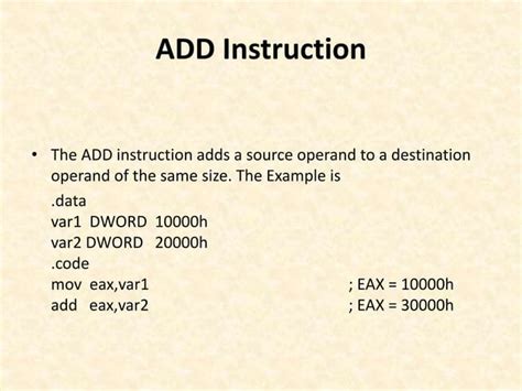 Assembly Language Addition And Subtraction Pptx
