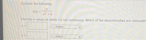 Solved Consider the following.f(x)=9-x2+4Find the x-values | Chegg.com