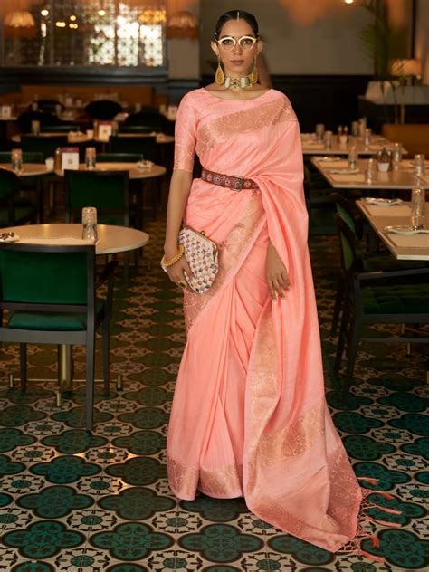 Peach Silk Desinger Saree 63 M With Blouse Piece At Rs 1425 In Surat