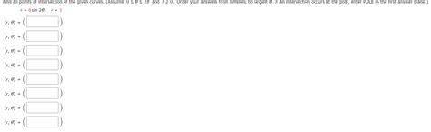solved find all points of intersection of the given curves