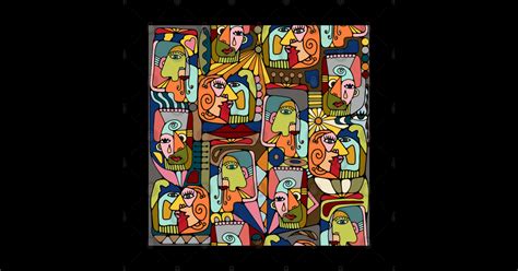 Cubist Picasso Style Faces In Mid Century Modern Colors Picasso Faces