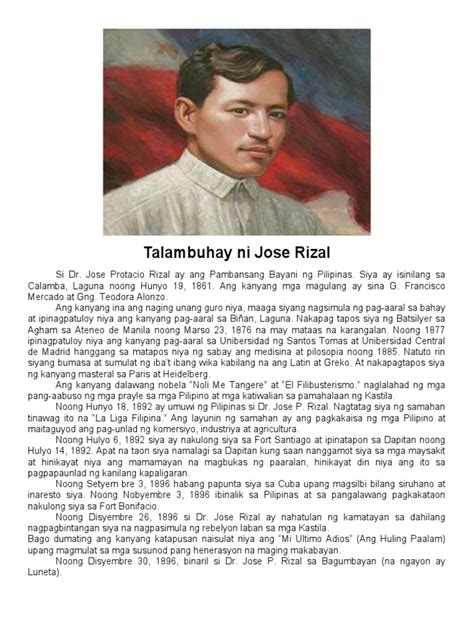 Talambuhay Ni Jose Rizal | PDF
