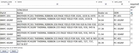 Csv Magento Admin Grid In A Form With Checkboxes And Dropdown Selects