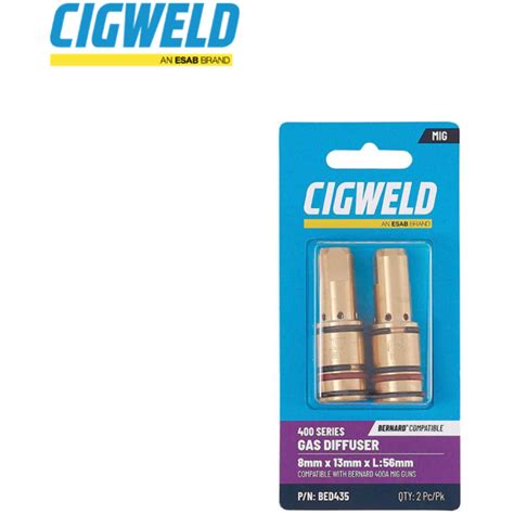 Bed435 Cigweld Bernard Compatible Diffuser 400a Bnd 4 Short Collins