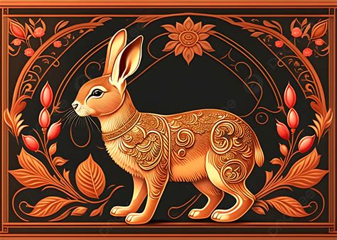Rabbit With Classical Floral Elements Background Ai Artwork Cute Rabbit Ai Artwork Rabbit With