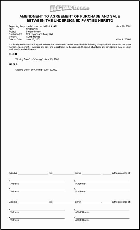 Amendment To Purchase And Sale Agreement Template 10 Easy Bybloggers Net