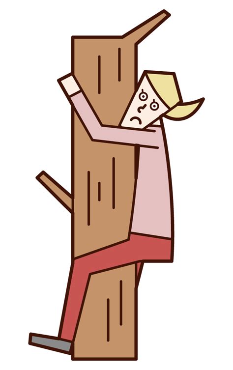 나무를 오르는 사람 여성의 그림 무료 일러스트 소재집 Kukukeke