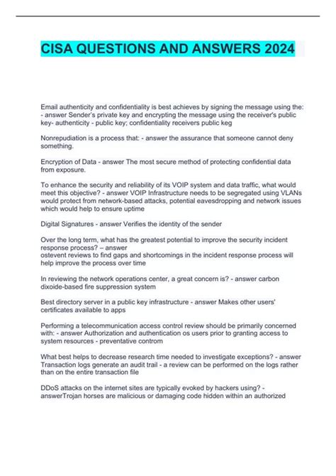 Cisa Questions And Answers 2024 Cisa Certified Information Systems