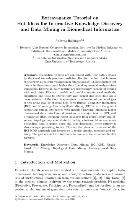 Pdf Extravaganza Tutorial On Hot Ideas For Interactive Knowledge Discovery And Data Mining In