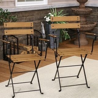 Sunnydaze Basic European Chestnut Wood Folding Bistro Chair With Arms