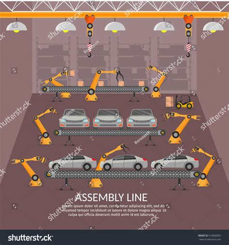 Automation Abstract Robotic Assembly Line Car Stock Vector Royalty