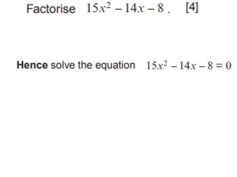 Factorise Hence Solve Example