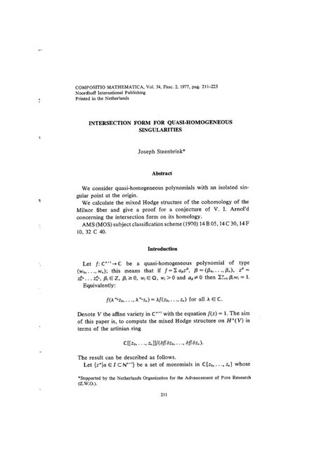 Pdf Intersection Form For Quasi Homogeneous Singularities