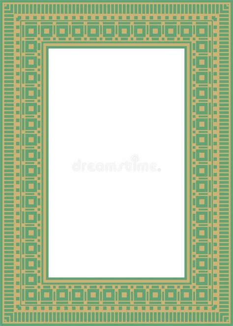 Vector Square Assyrian Gold With Green Ornament Stock Vector Illustration Of Architecture