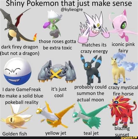 Shiny Pokemon That Just Make Sense Kylieogre Those Roses Gotta Dark